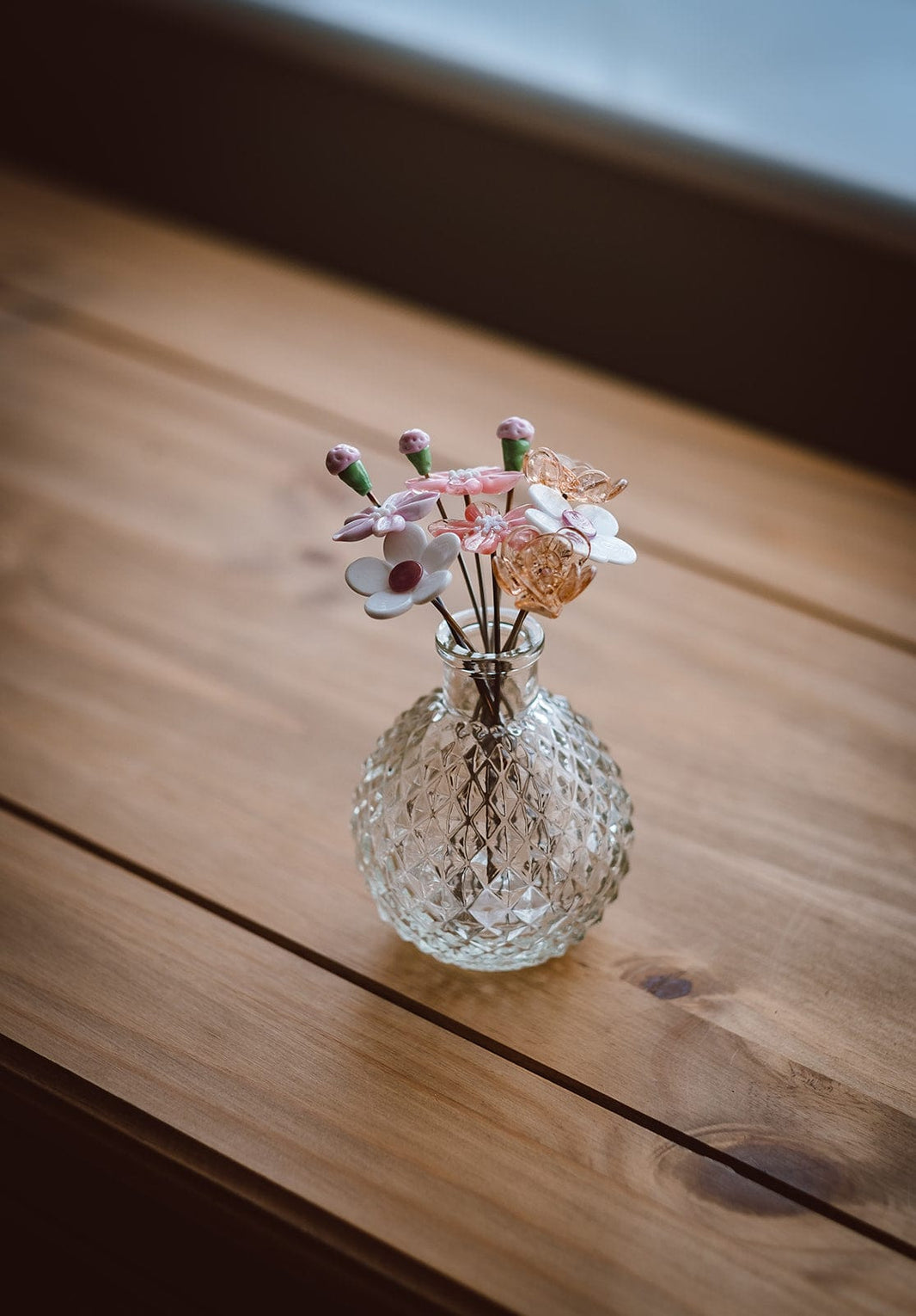 Pink Valentine Glass Flower Bouquet